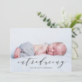 Modern Introducing Baby Script Birth Announcement | Zazzle