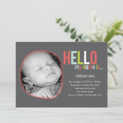 Modern Introduction Baby Birth Announcement | Zazzle