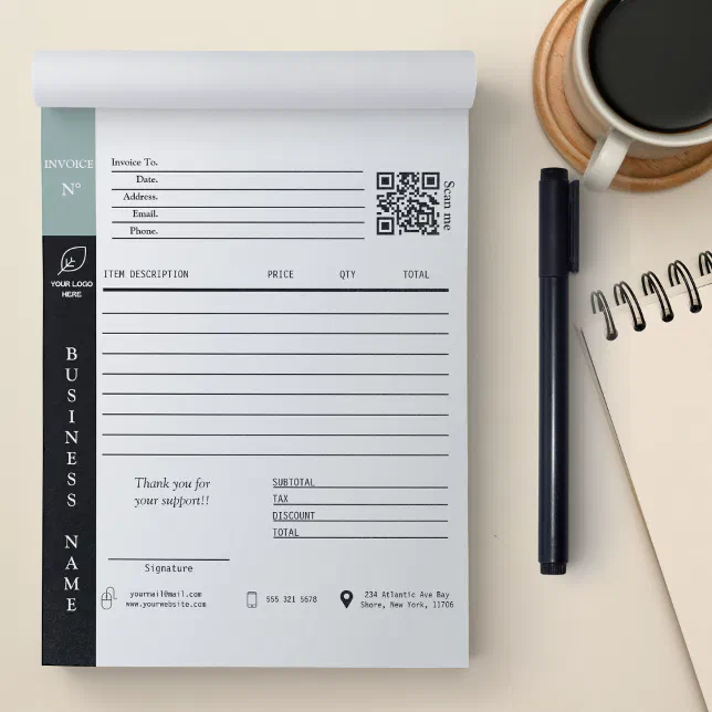 Modern Invoice Sales Receipt Small Business Notepad | Zazzle