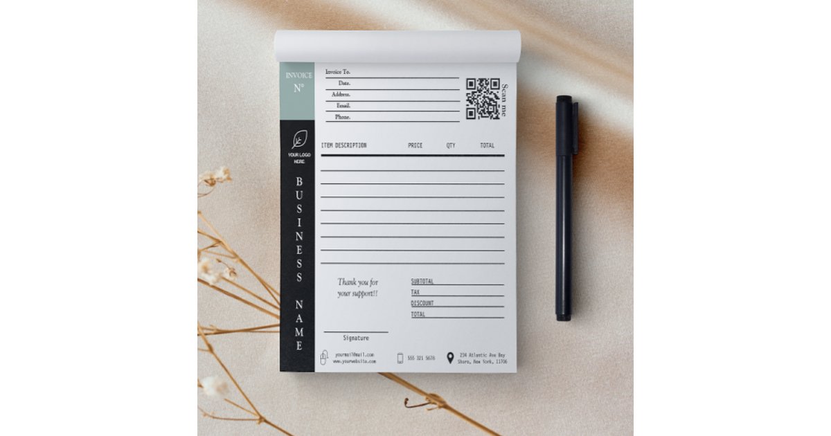 Modern Invoice Sales Receipt Small Business Notepad | Zazzle
