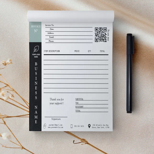 Modern Invoice Sales Receipt Small Business Notepad | Zazzle