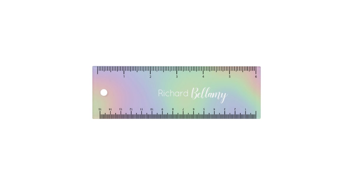 Modern Iridescent Holographic Rainbow Name Ruler | Zazzle