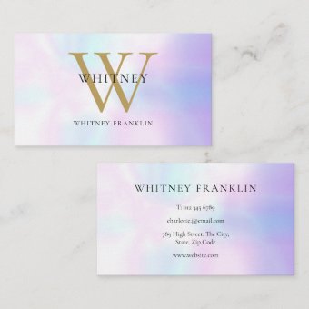 Modern Iridescent Monogram Professional Business Card | Zazzle