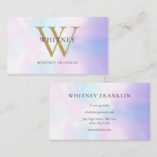 Modern Iridescent Monogram Professional Business Card | Zazzle