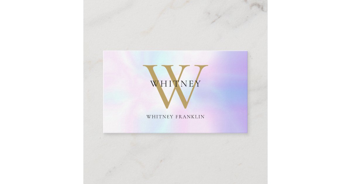 Modern Iridescent Monogram Professional Business Card | Zazzle