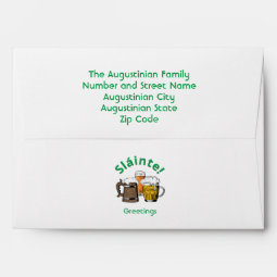 Modern Irish Sláinte! Cartoon Beer Green Envelope | Zazzle
