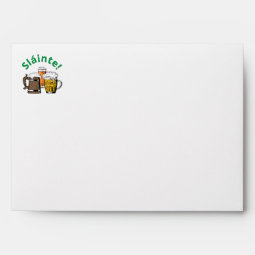 Modern Irish Sláinte! Cartoon Beer Green Envelope | Zazzle