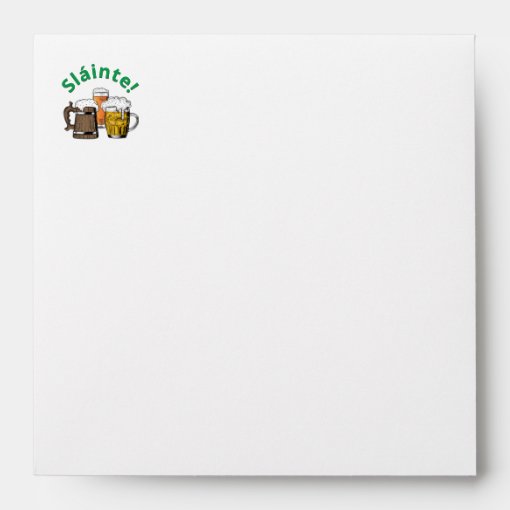 Modern Irish Sláinte! Cartoon Beer Green Square Envelope | Zazzle