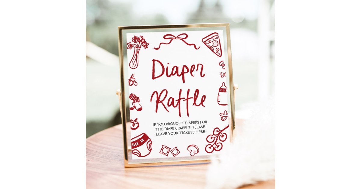 Modern Italian Ciao Baby Baby Shower Diaper Raffle Poster | Zazzle