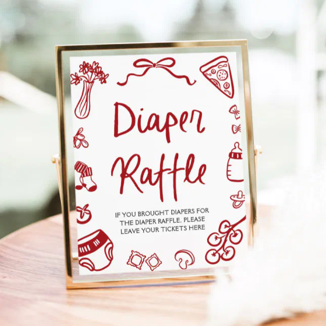 Modern Italian Ciao Baby Baby Shower Diaper Raffle Poster | Zazzle