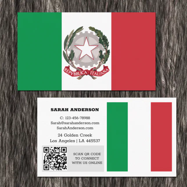 Modern Italy, Business Card, Italian Flag /QR Code Business Card | Zazzle