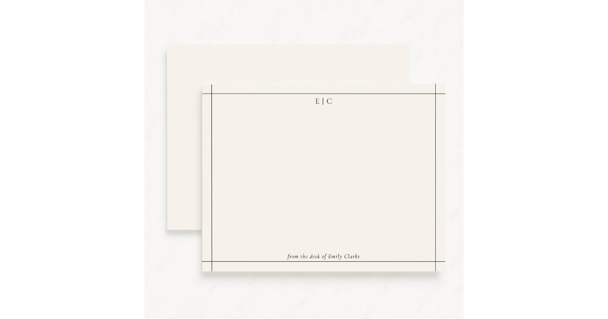 Modern ivory and black monogram stationery note ca invitation | Zazzle