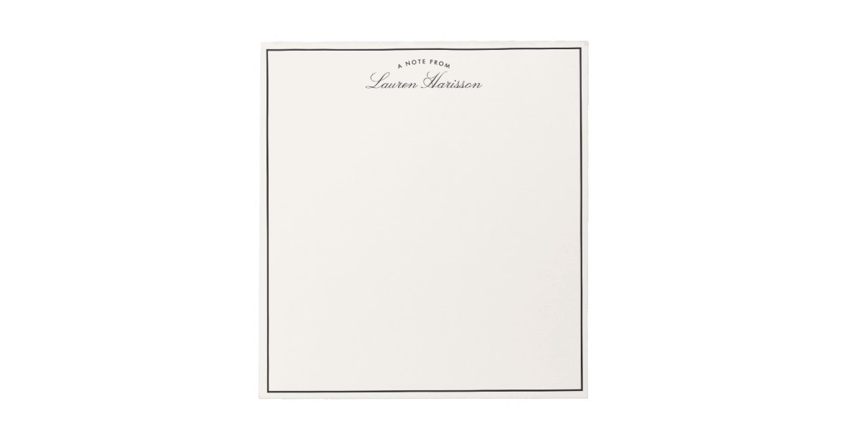 Modern ivory, black border notepad | Zazzle