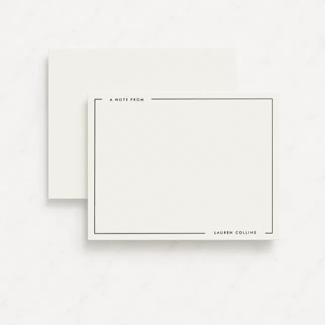 Modern Ivory Black Border Stationery Note Card | Zazzle
