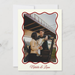 Modern Ivory Bold Retro Funky Photo Unique Wedding Invitation | Zazzle