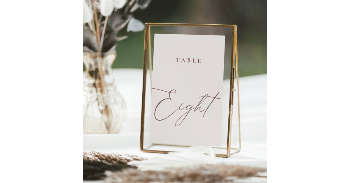 Modern Ivory Calligraphy Table Eight Table Number | Zazzle