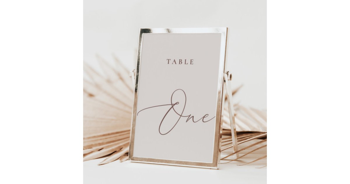 Modern Ivory Calligraphy Table One Table Number | Zazzle