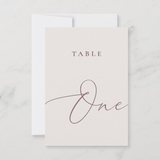 Modern Ivory Calligraphy Table One Table Number | Zazzle