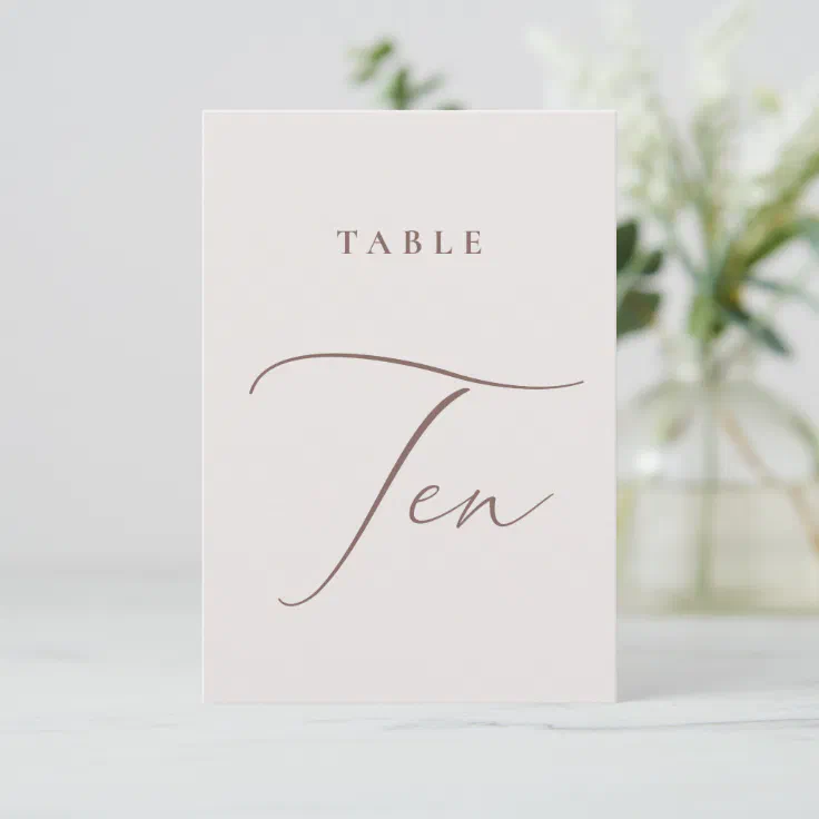 Modern Ivory Calligraphy Table Ten Table Number | Zazzle
