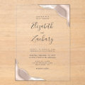 Modern Ivory Gold Agate Corners Wedding Acrylic Invitations | Zazzle