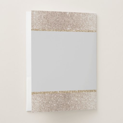 Modern Ivory Gold Glitter Custom Logo Pocket Folder | Zazzle