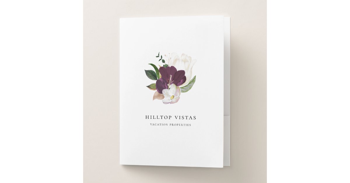 Modern Ivory Purple Floral Bouquet Pocket Folder | Zazzle