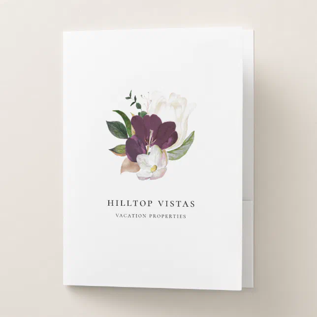 Modern Ivory Purple Floral Bouquet Pocket Folder | Zazzle