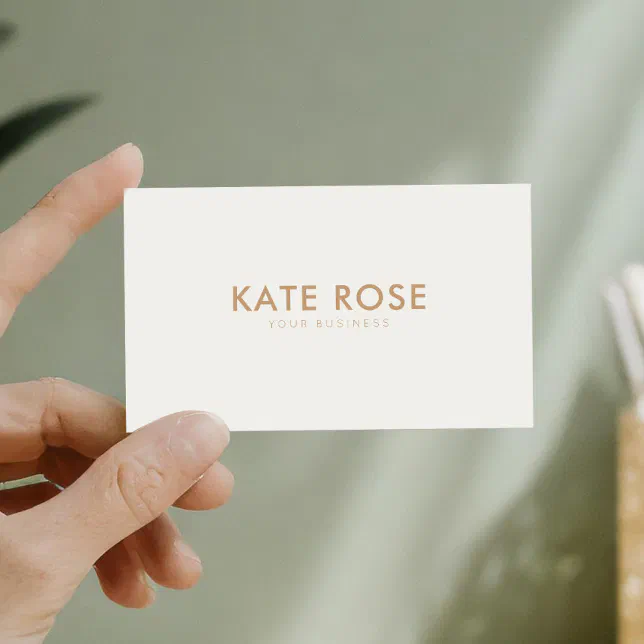 Modern Ivory Tan Minimalist Business Card | Zazzle
