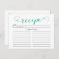Modern Jade Script Bridal Shower Recipe Cards | Zazzle