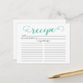 Modern Jade Script Bridal Shower Recipe Cards | Zazzle