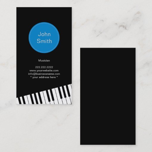 Modern Jazz Pianist Musician Business Card Zazzle