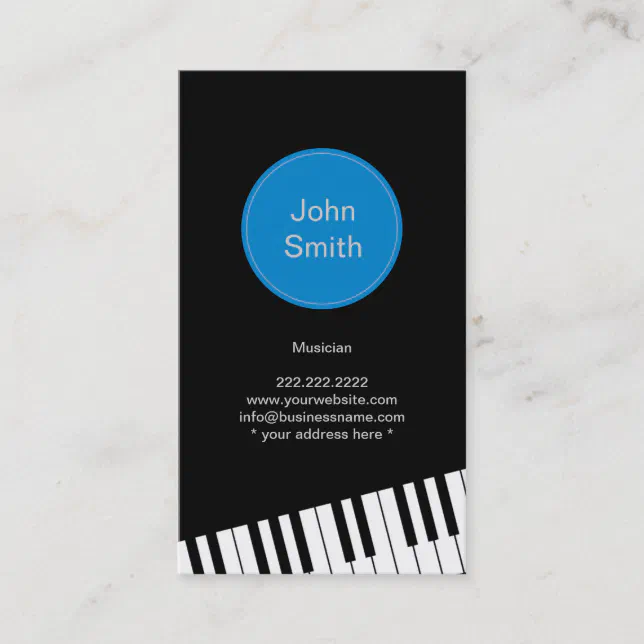 Modern Jazz Pianist Musician Business Card Zazzle