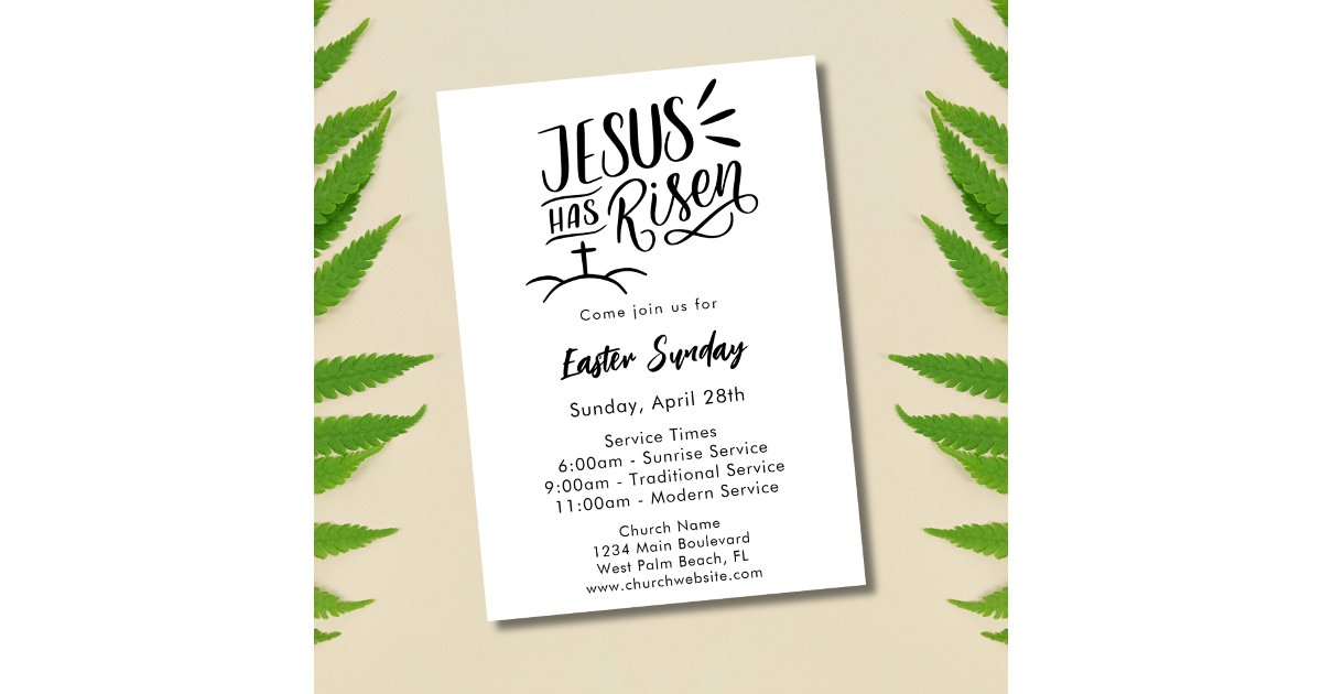 Modern Jesus Has Risen Church Easter Sunday Invitation | Zazzle