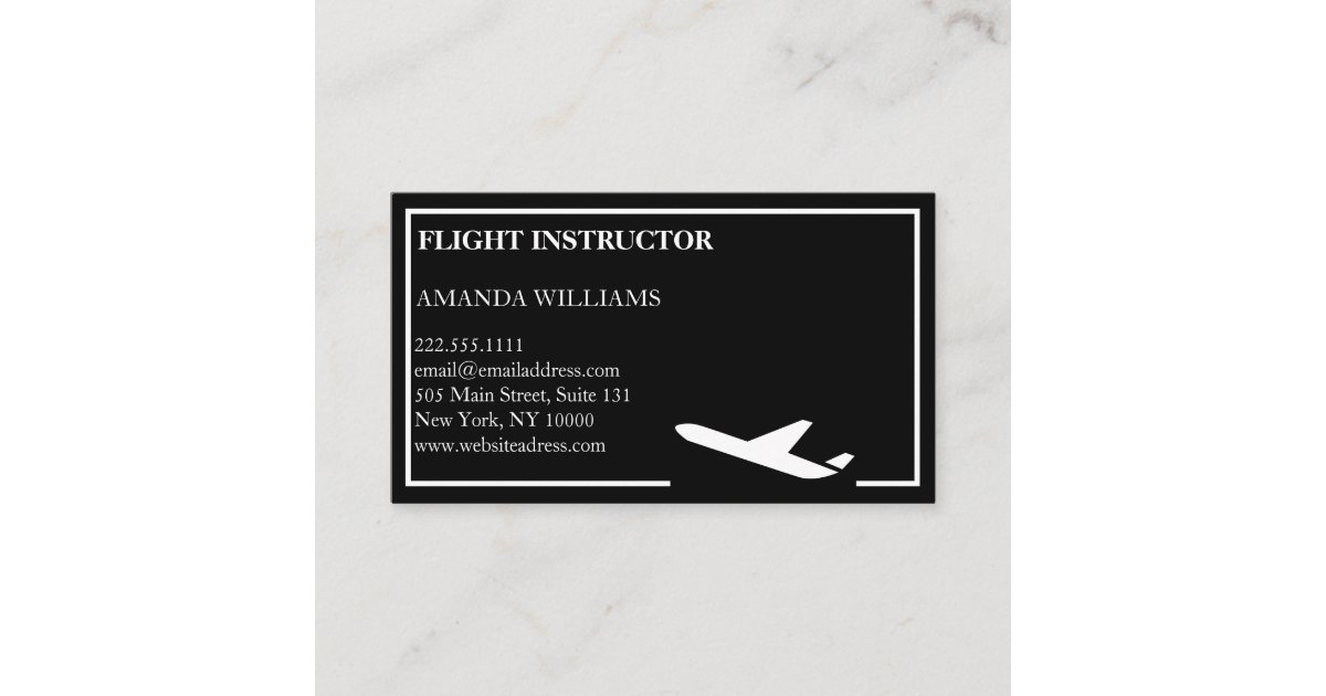 Modern Jet Airplane Flight Instructor Business Card | Zazzle