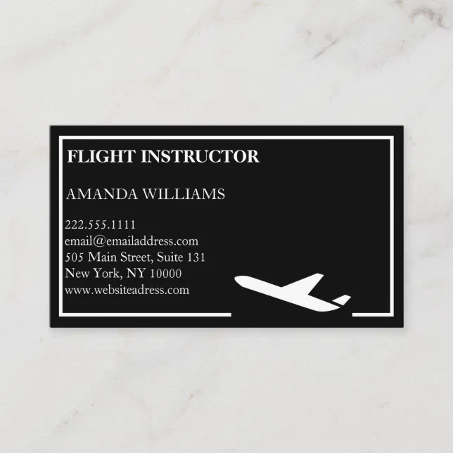 Modern Jet Airplane Flight Instructor Business Card | Zazzle