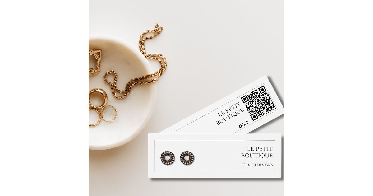 Modern Jewelry Business QR Code Earring Display | Zazzle
