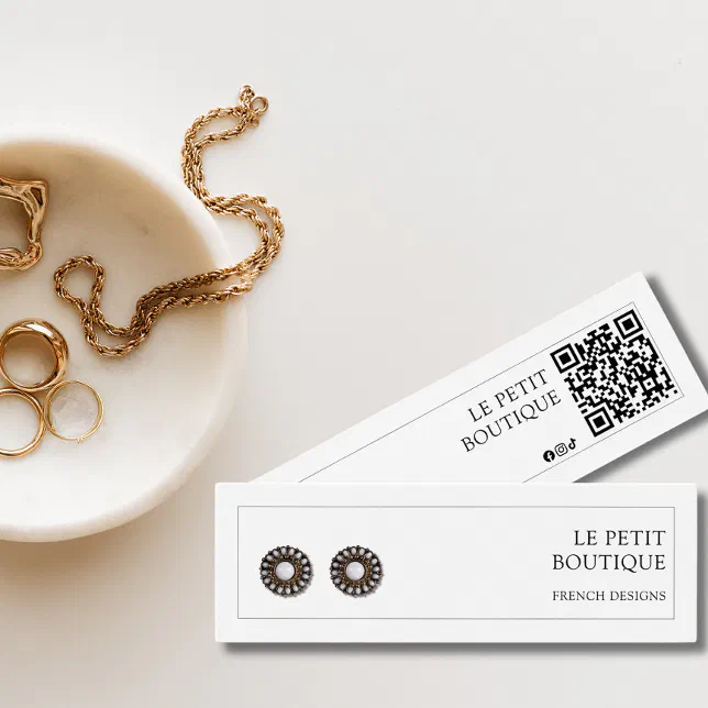 Modern Jewelry Business QR Code Earring Display | Zazzle