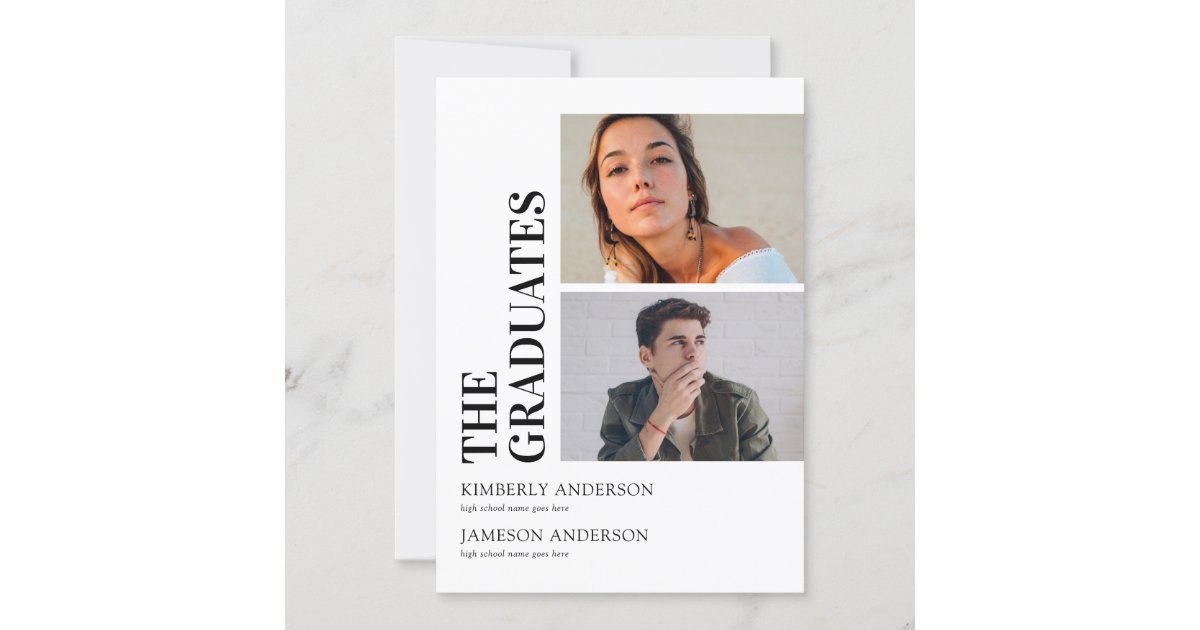 Modern Joint Graduation Party Invitations | Zazzle
