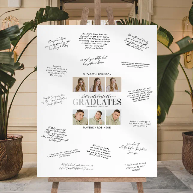 Modern Joint Graduation Photo Guest Signature Foam Board | Zazzle
