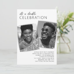 Modern Joint Photo Double Birthday Party Invitation | Zazzle