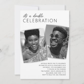 Modern Joint Photo Double Birthday Party Invitation | Zazzle
