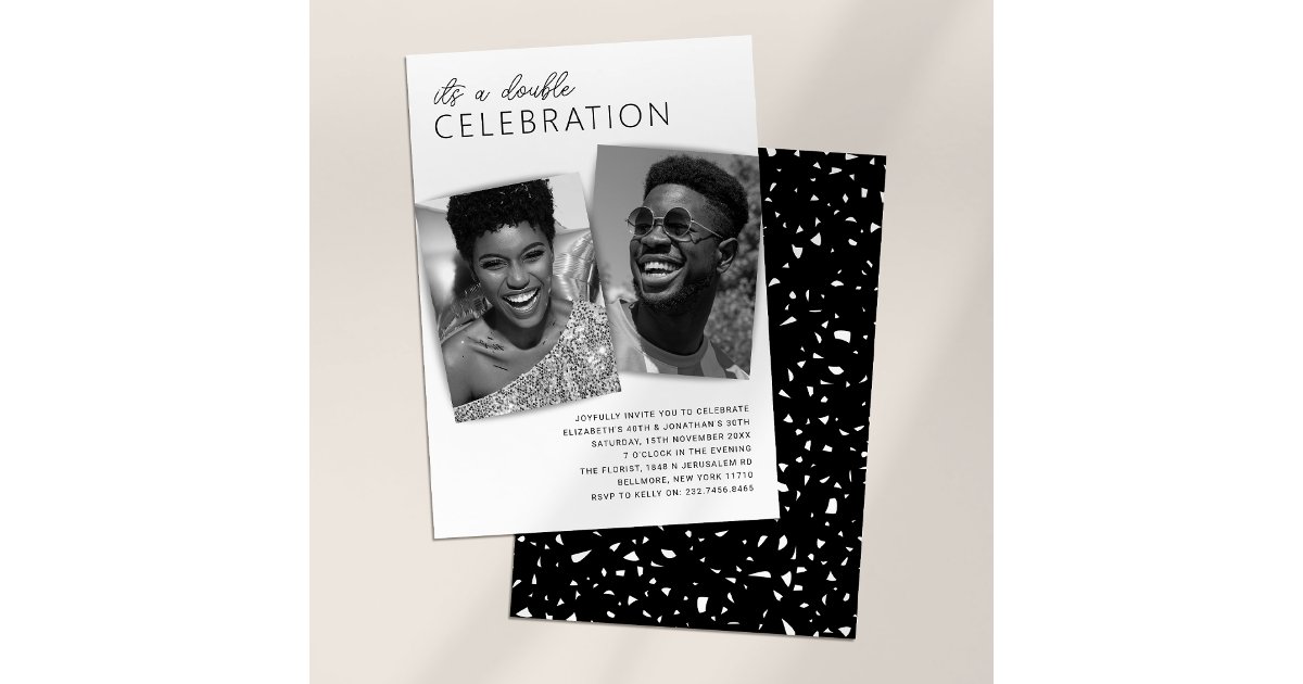 Modern Joint Photo Double Birthday Party Invitation | Zazzle