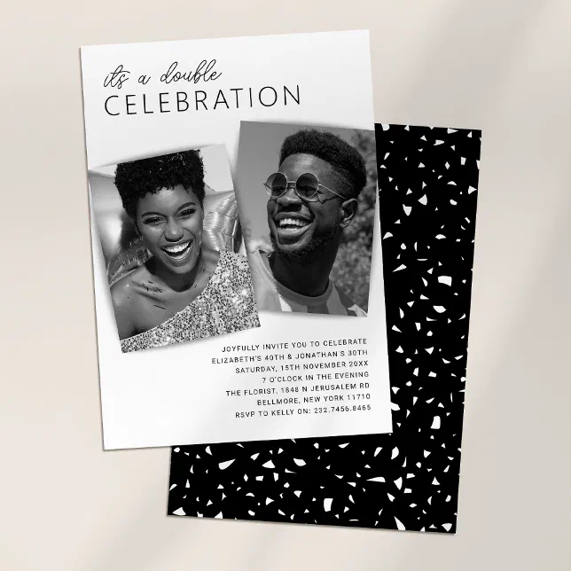 Modern Joint Photo Double Birthday Party Invitation | Zazzle