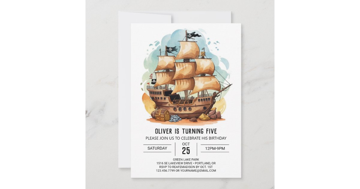 Modern Jolly Roger Online Pirate Birthday Invitation | Zazzle