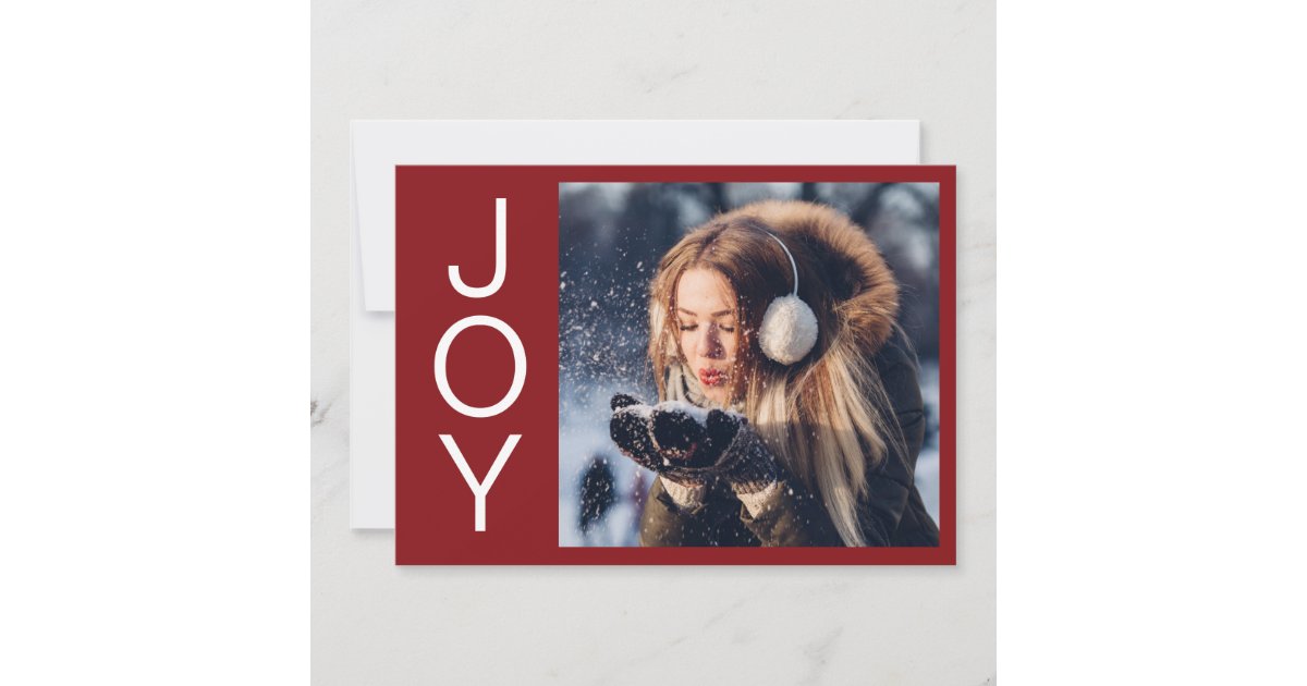 Modern Joy Christmas Photo Holiday Card | Zazzle