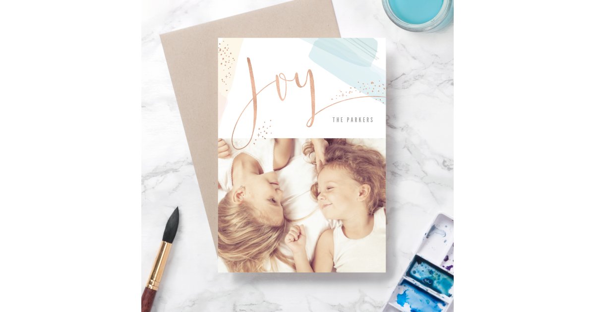 Modern Joy Holiday Photo Card | Zazzle