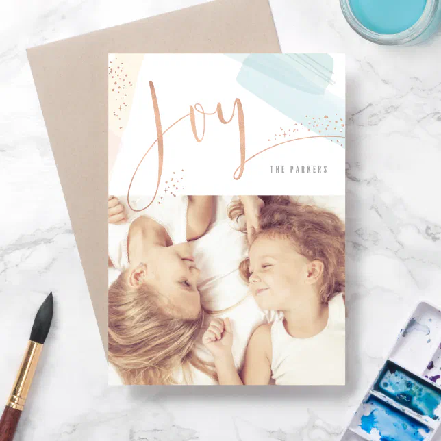 Modern Joy Holiday Photo Card | Zazzle