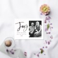 Modern Joy Script Rose Gold Photo Foil Holiday Card | Zazzle
