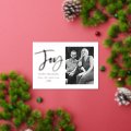 Modern Joy Script Rose Gold Photo Foil Holiday Card | Zazzle