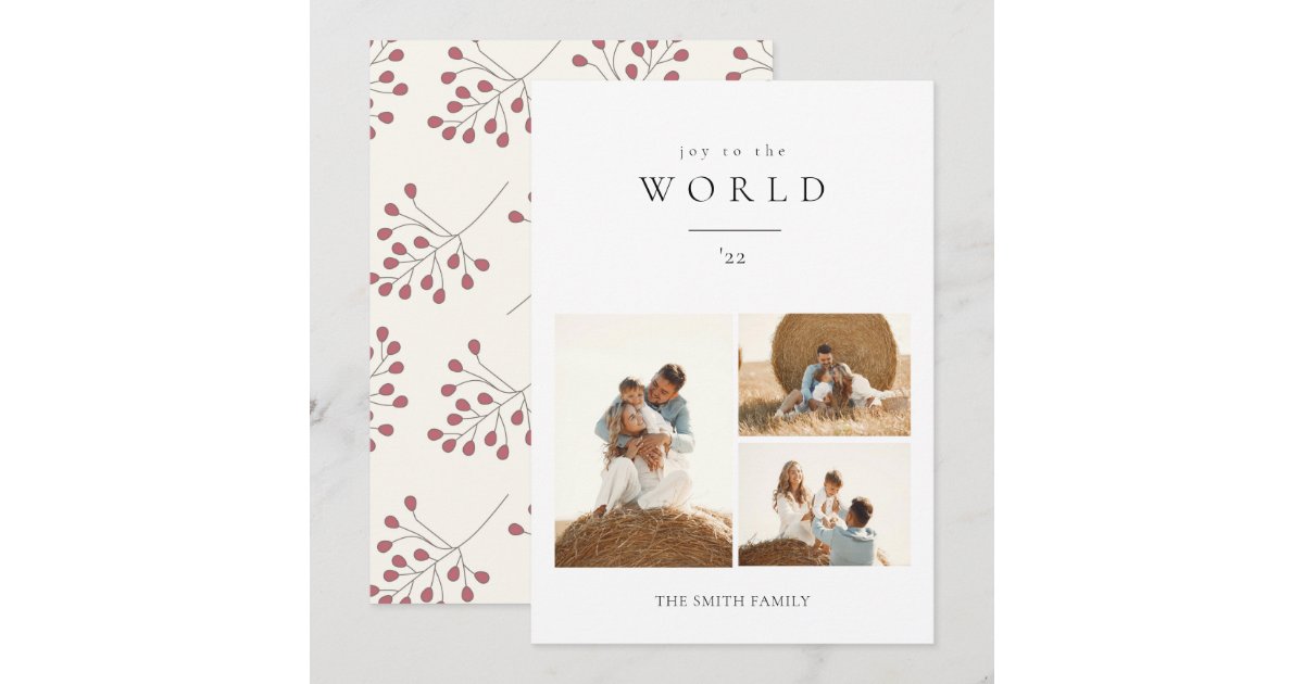 Modern Joy to the World Christmas Photo Holiday Card | Zazzle